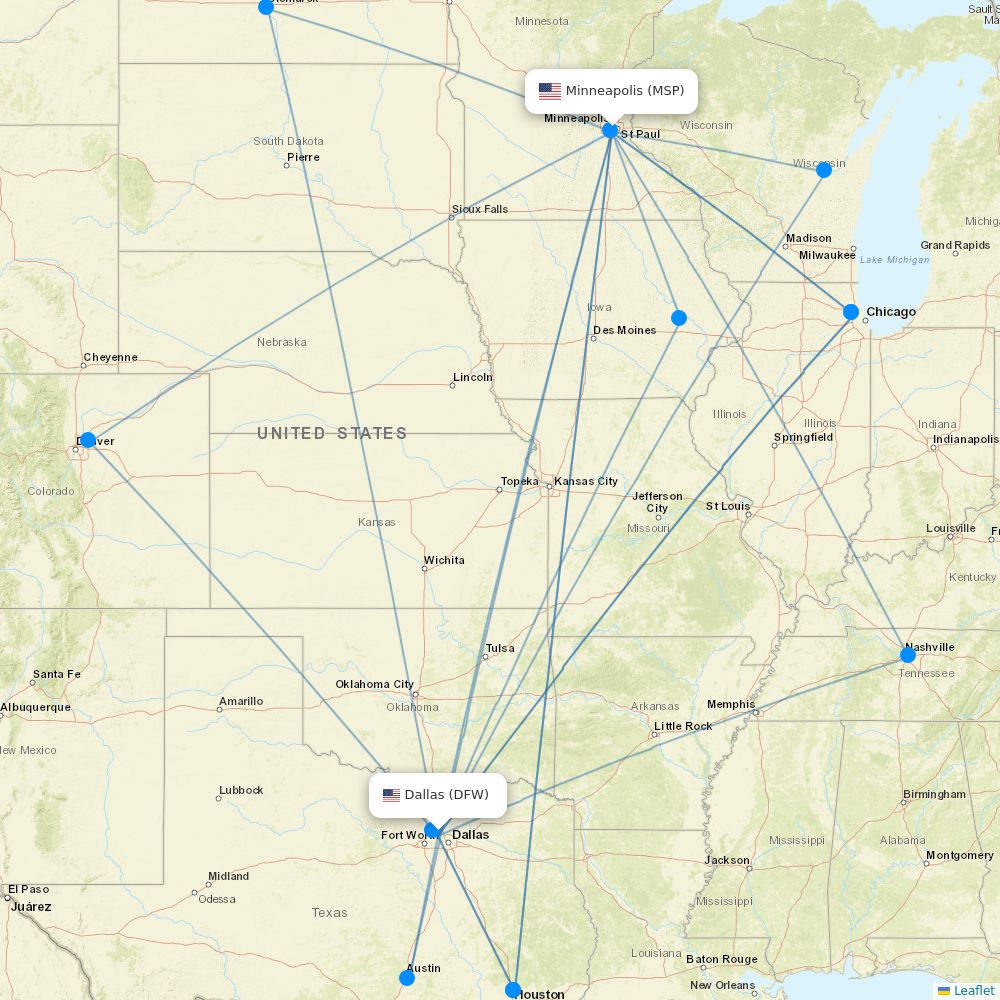 Sun Country Airlines routes (SY) 2026, map - Flight Routes