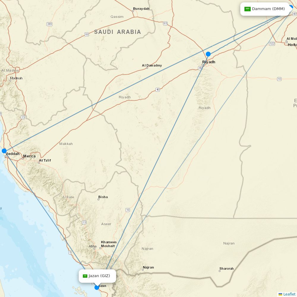 Flynas airline routes (XY) 2026, map - Flight Routes