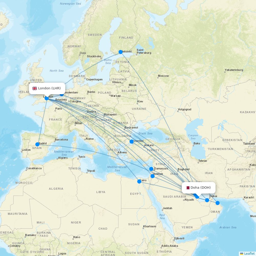 Qatar Airways routes 2025 – map with all flights - Flight Routes