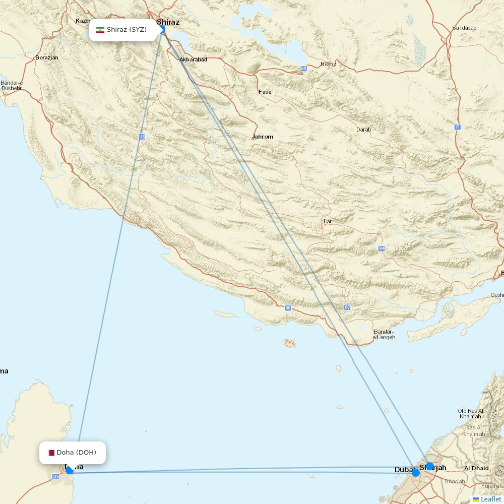 Iran Air airline routes (IR) 2026, map - Flight Routes
