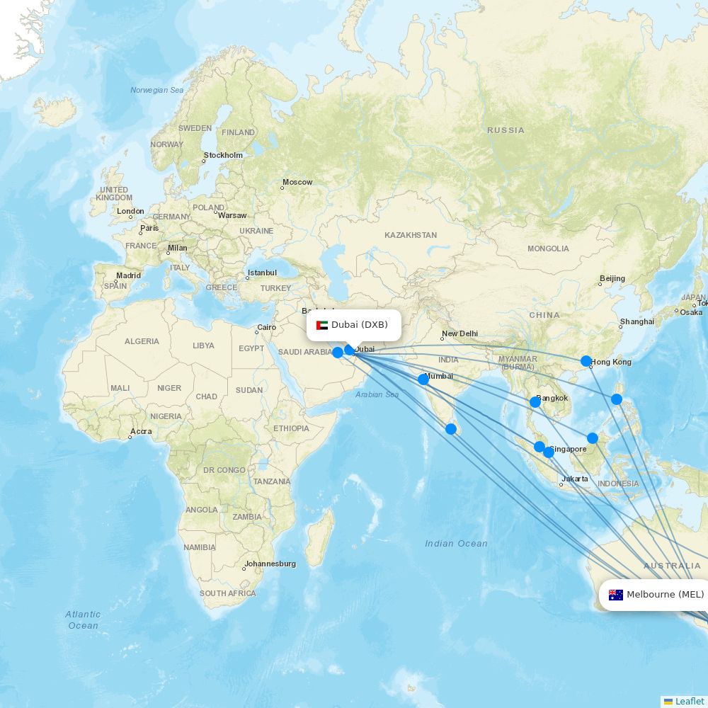 Emirates routes 2025 – interactive map with all flights - Flight Routes