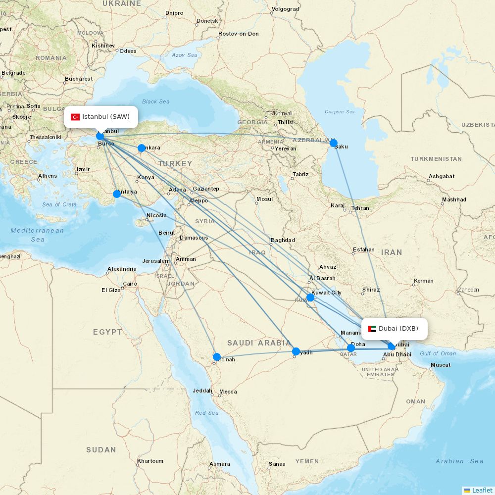 Flydubai routes 2025 – interactive map with all flights - Flight Routes