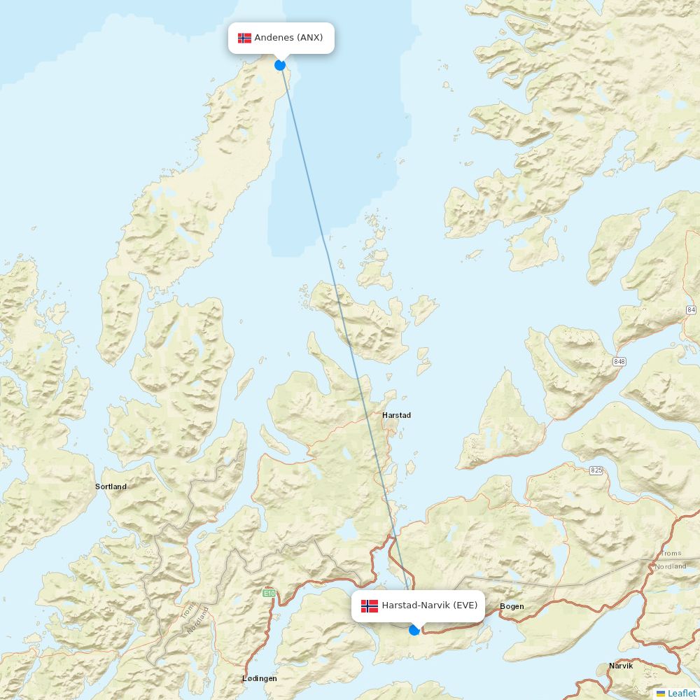 Wideroe airline routes (WF) - map - Flight Routes
