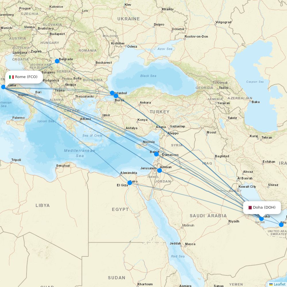 Qatar Airways routes 2025 – map with all flights - Flight Routes