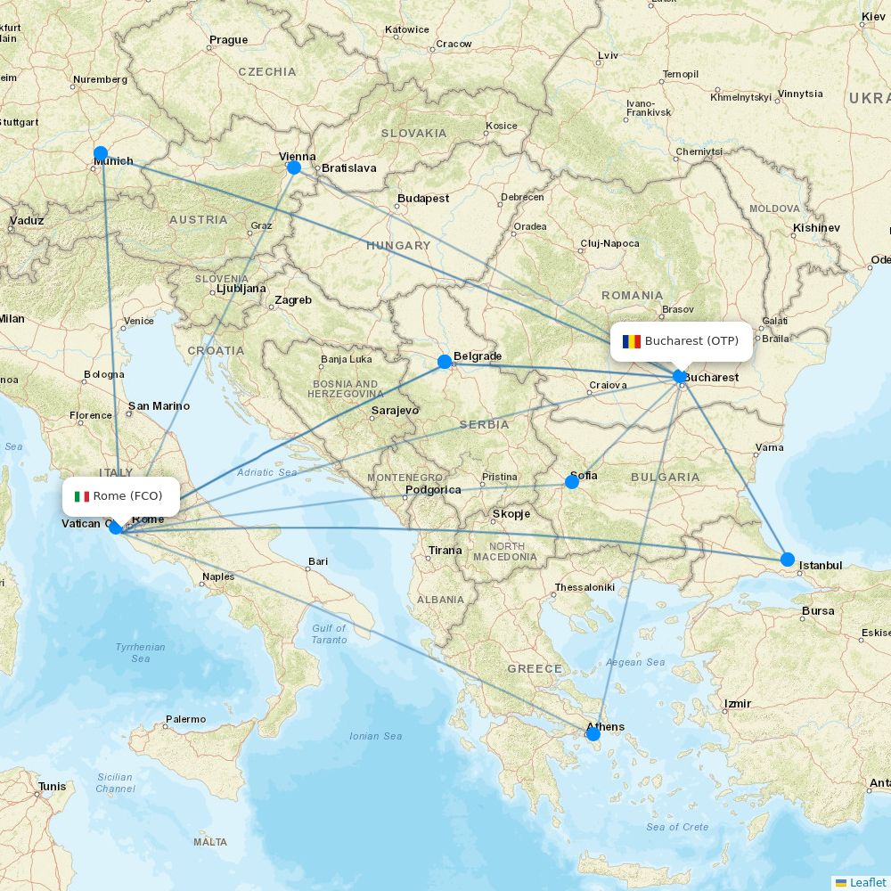 Wizz Air Malta airline routes (W4) 2025, map - Flight Routes