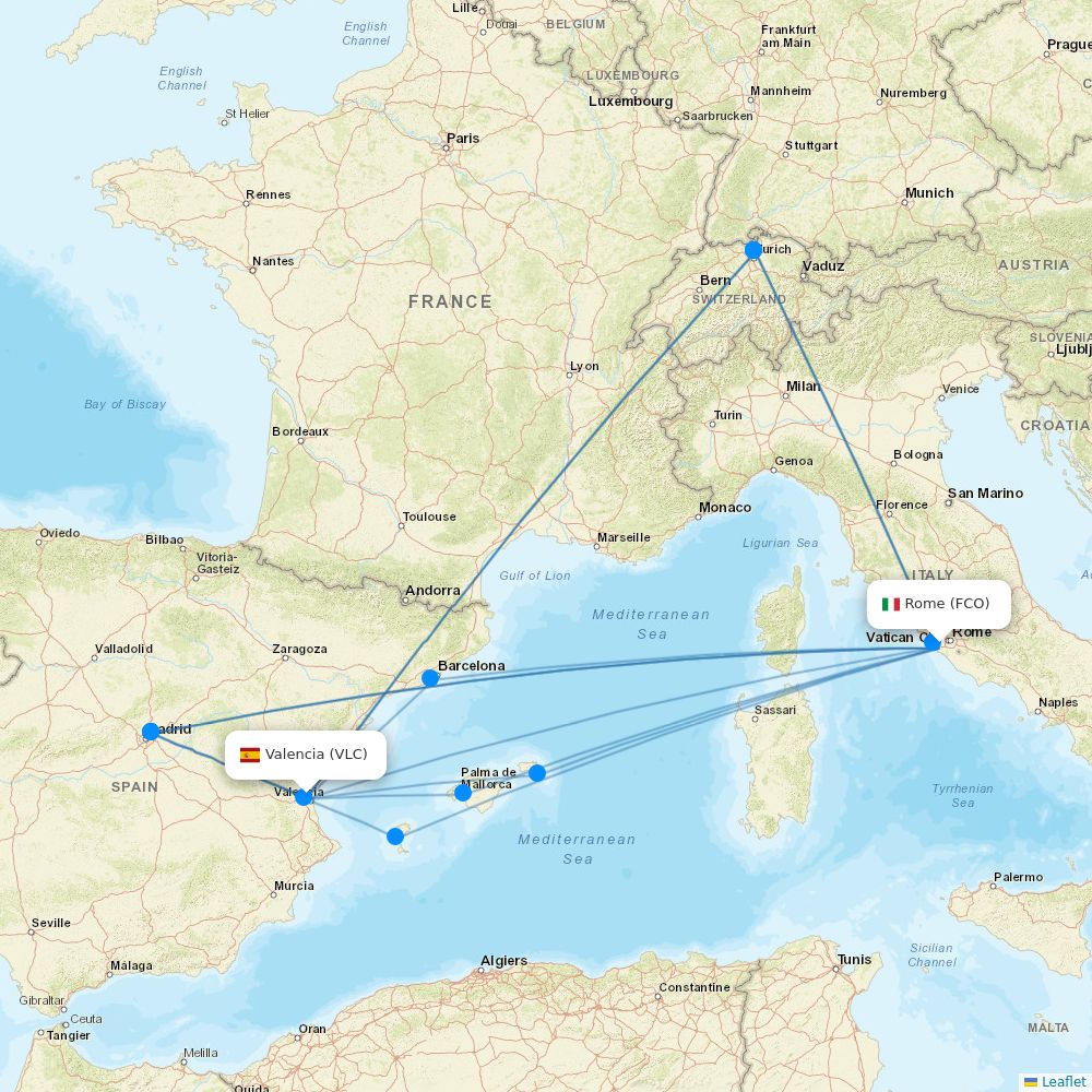 Wizz Air Malta airline routes (W4) 2025, map - Flight Routes