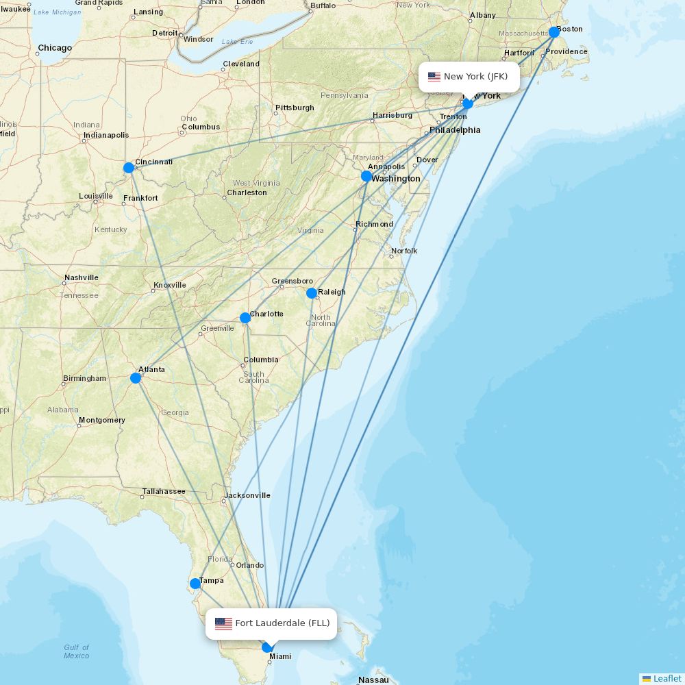 JetBlue routes 2025 – interactive map with all flights - Flight Routes