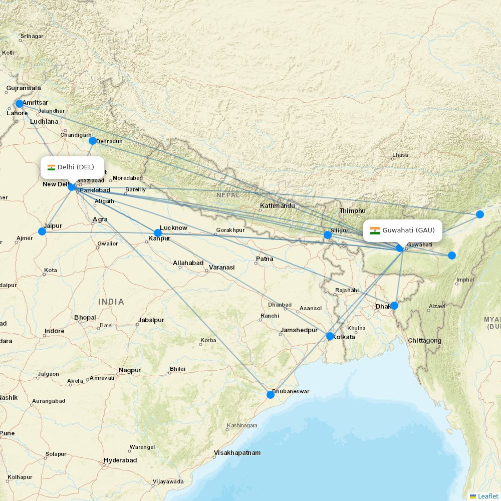 Vistara airline routes (UK) - map - Flight Routes