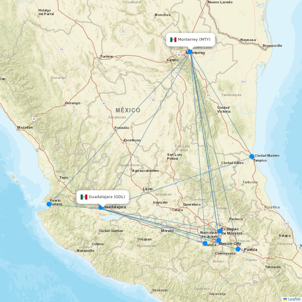 Viva Aerobus routes 2026 – map with all flights - Flight Routes