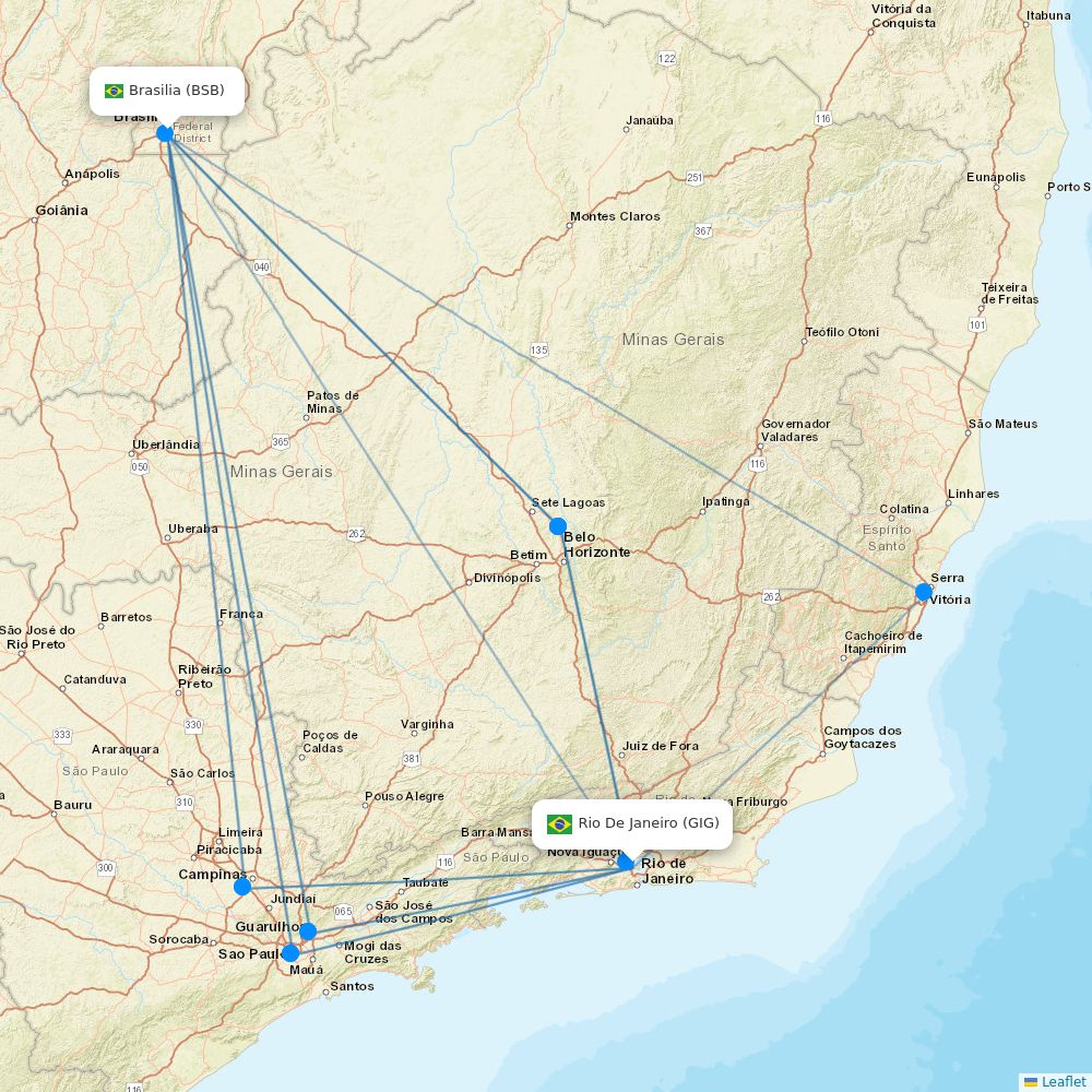 Gol routes 2025 – interactive map with all flights - Flight Routes