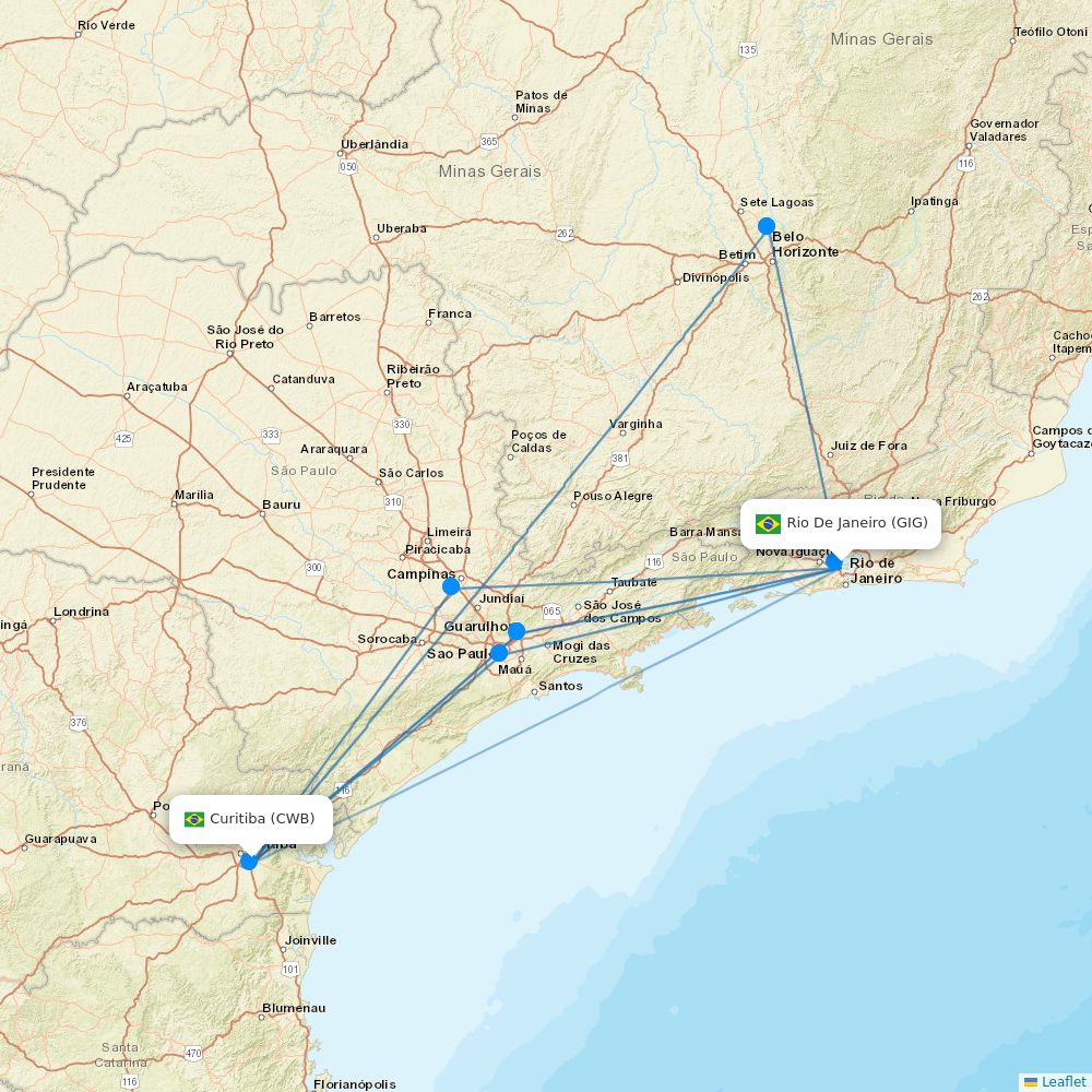 Gol routes 2026 – interactive map with all flights - Flight Routes
