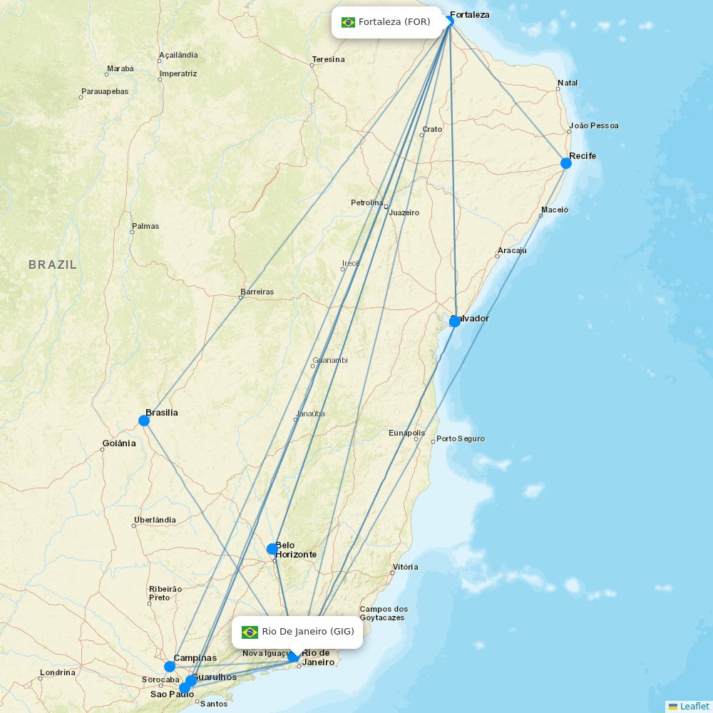 Gol routes 2025 – interactive map with all flights - Flight Routes