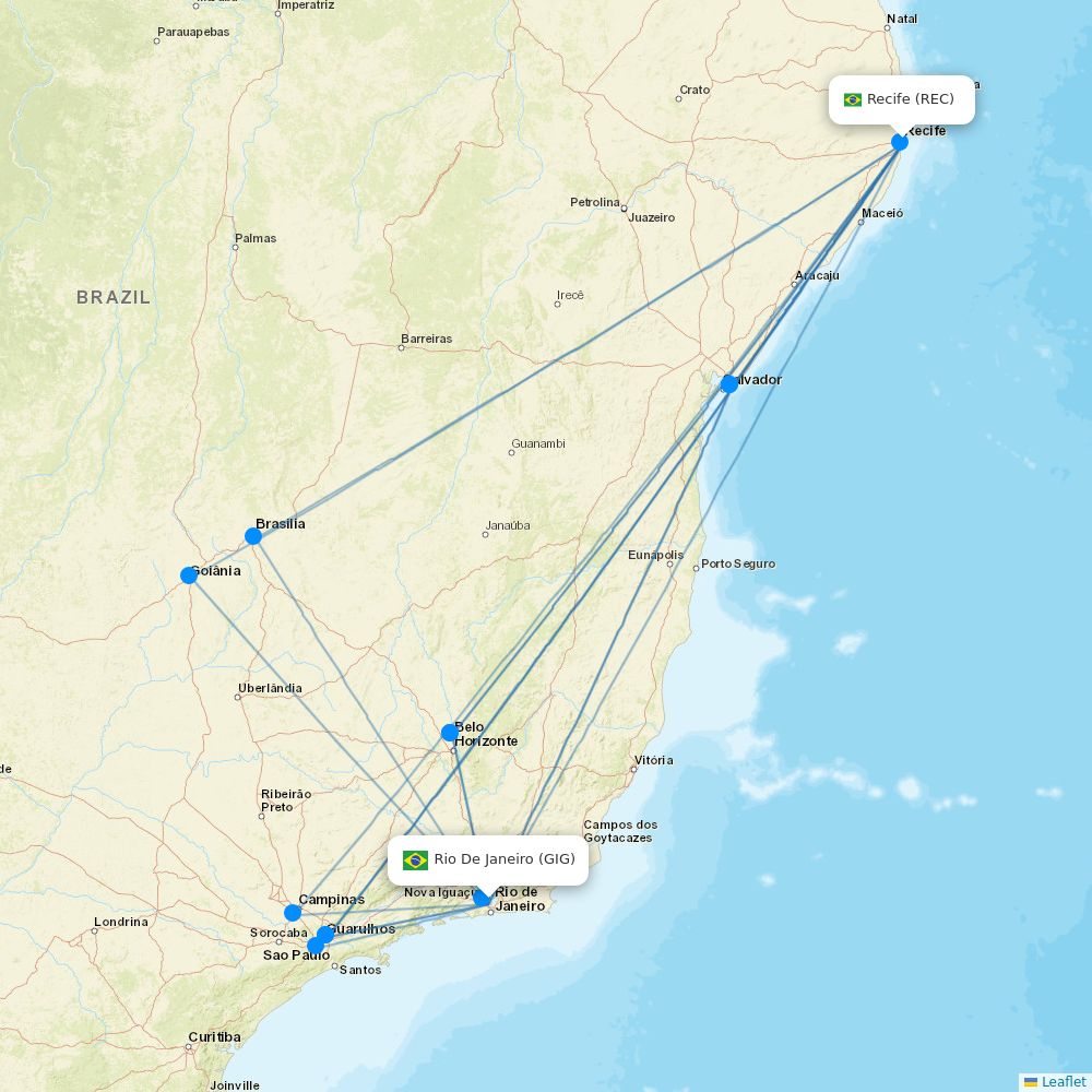 Azul routes 2025 – interactive map with all flights - Flight Routes