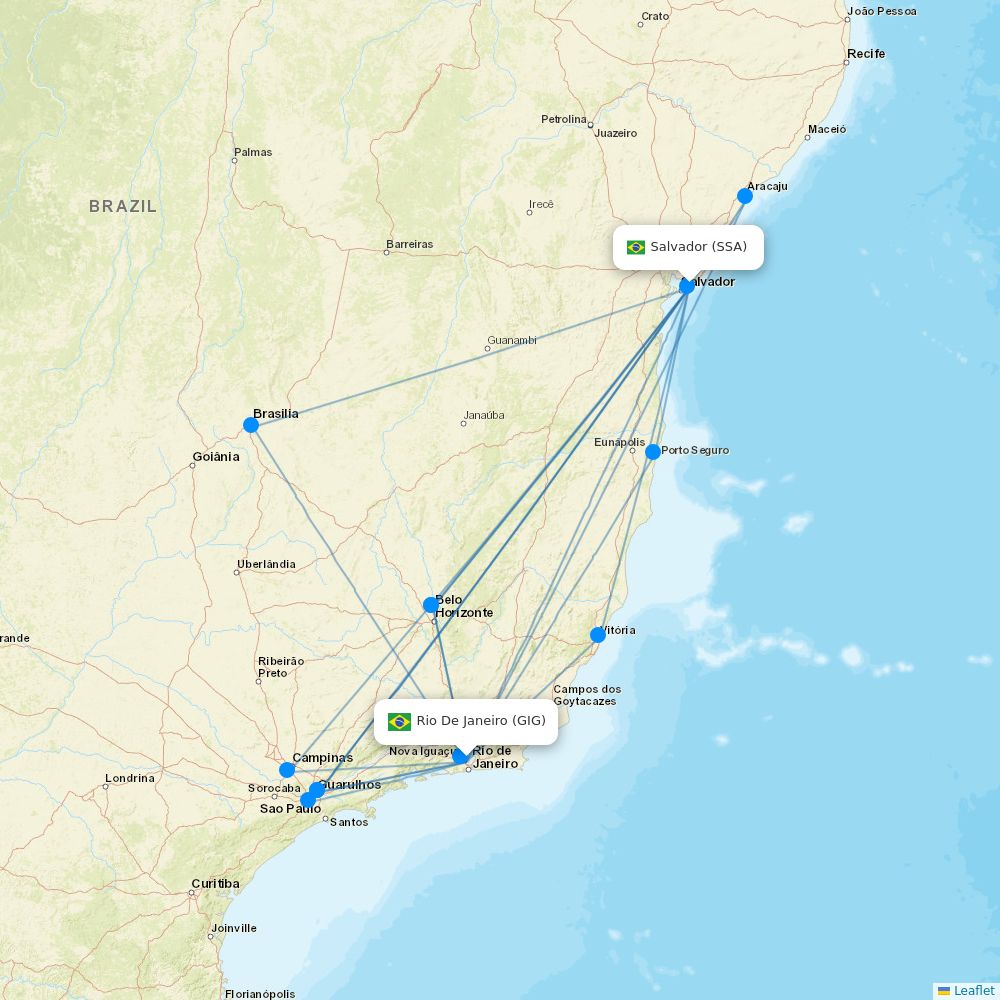 Gol routes 2026 – interactive map with all flights - Flight Routes