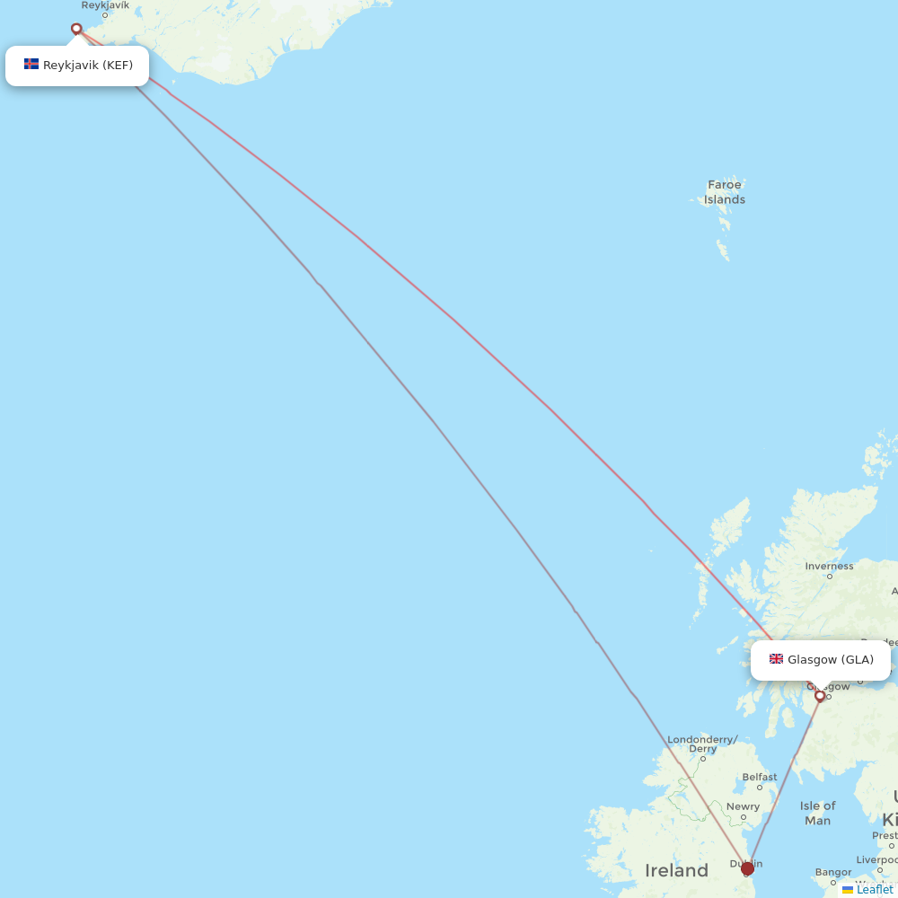 Icelandair airline routes (FI) 2026, map - Flight Routes