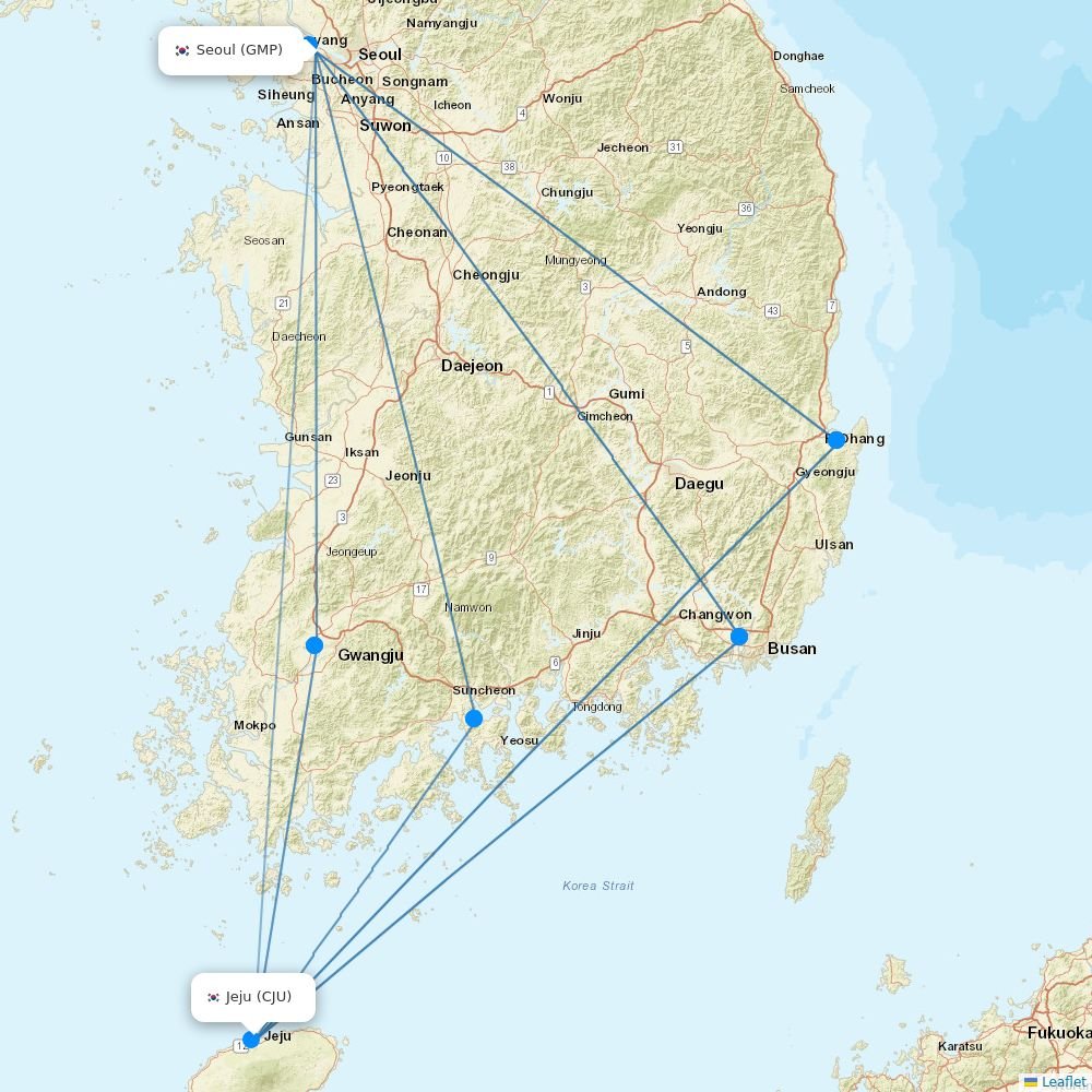 Korean Air routes 2026 – interactive map with all flights - Flight Routes