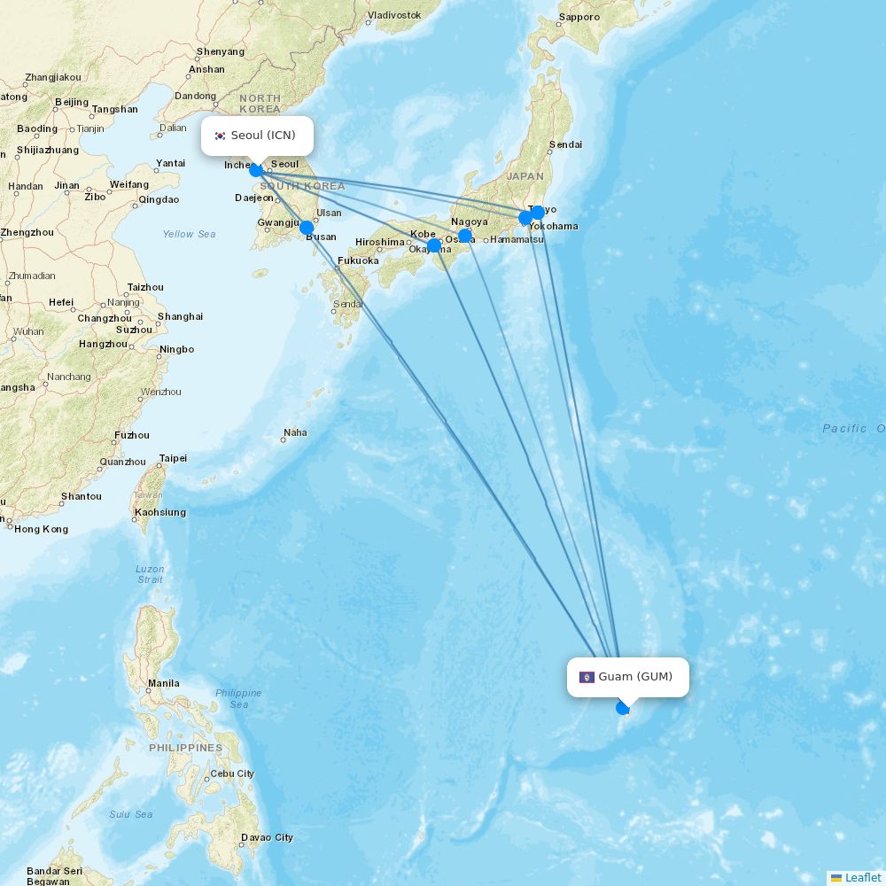 Korean Air routes 2025 – interactive map with all flights - Flight Routes