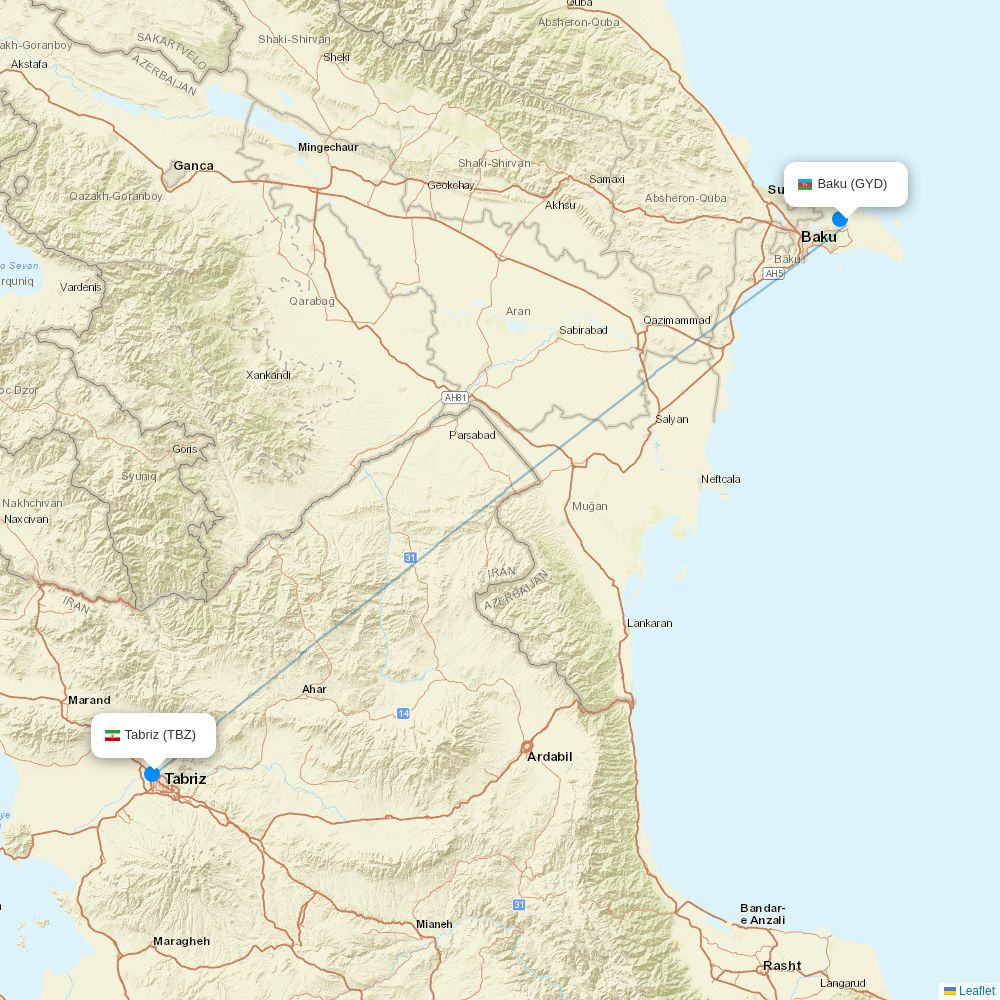 Iran Air airline routes (IR) 2025, map - Flight Routes