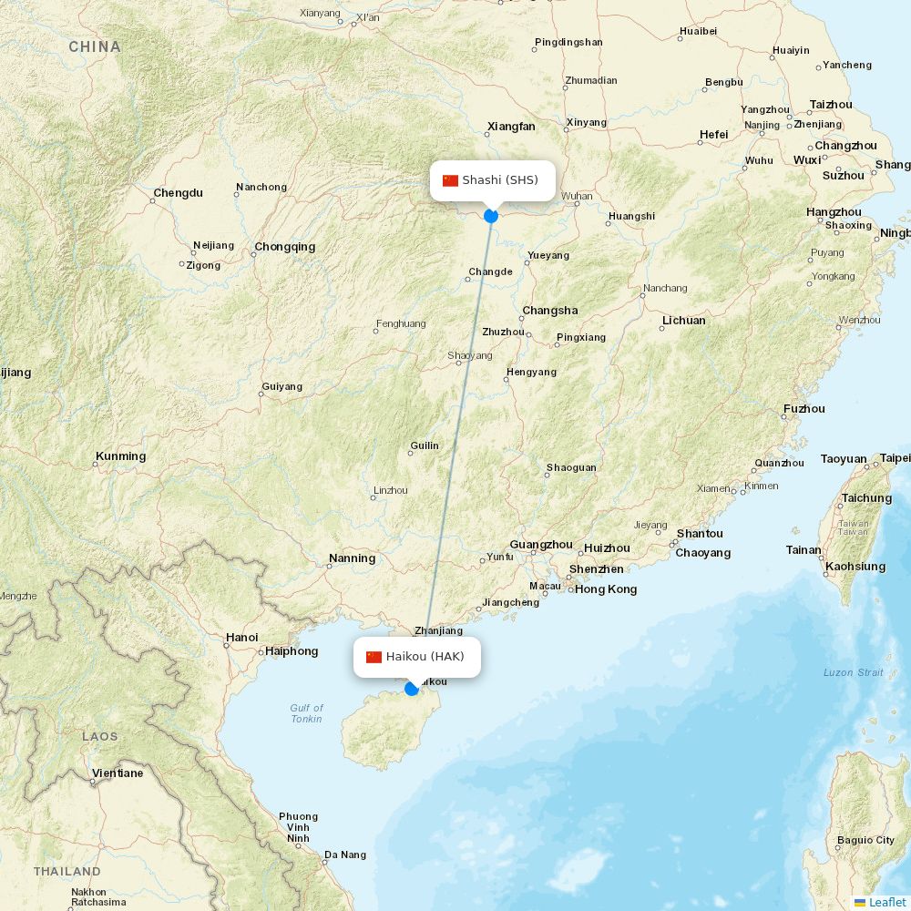 Flights from Haikou to Shashi, HAK to SHS - Flight Routes