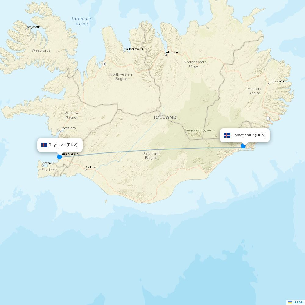 Icelandair airline routes (FI) 2025, map - Flight Routes