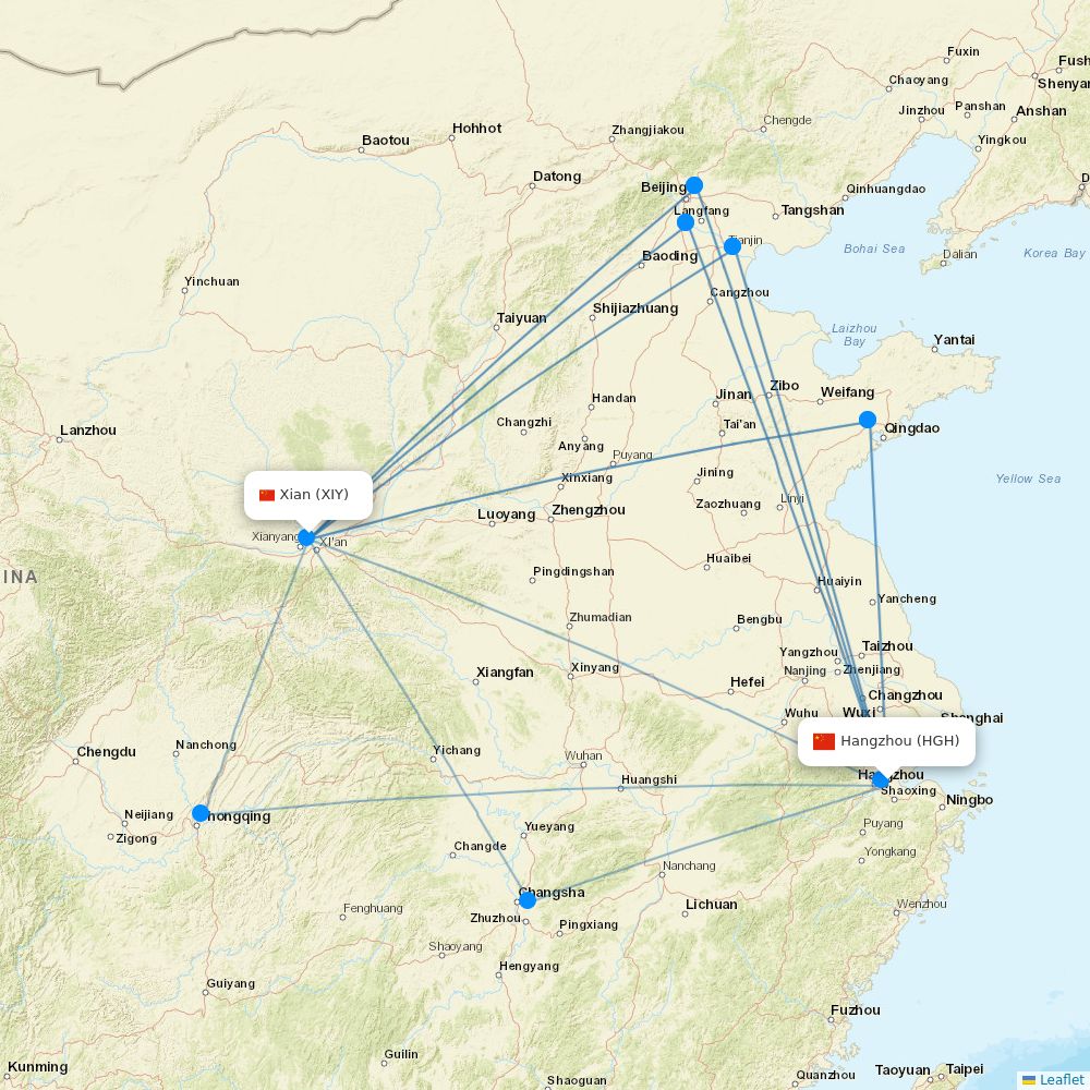 Beijing Capital Airlines routes 2025 – map with flights - Flight Routes