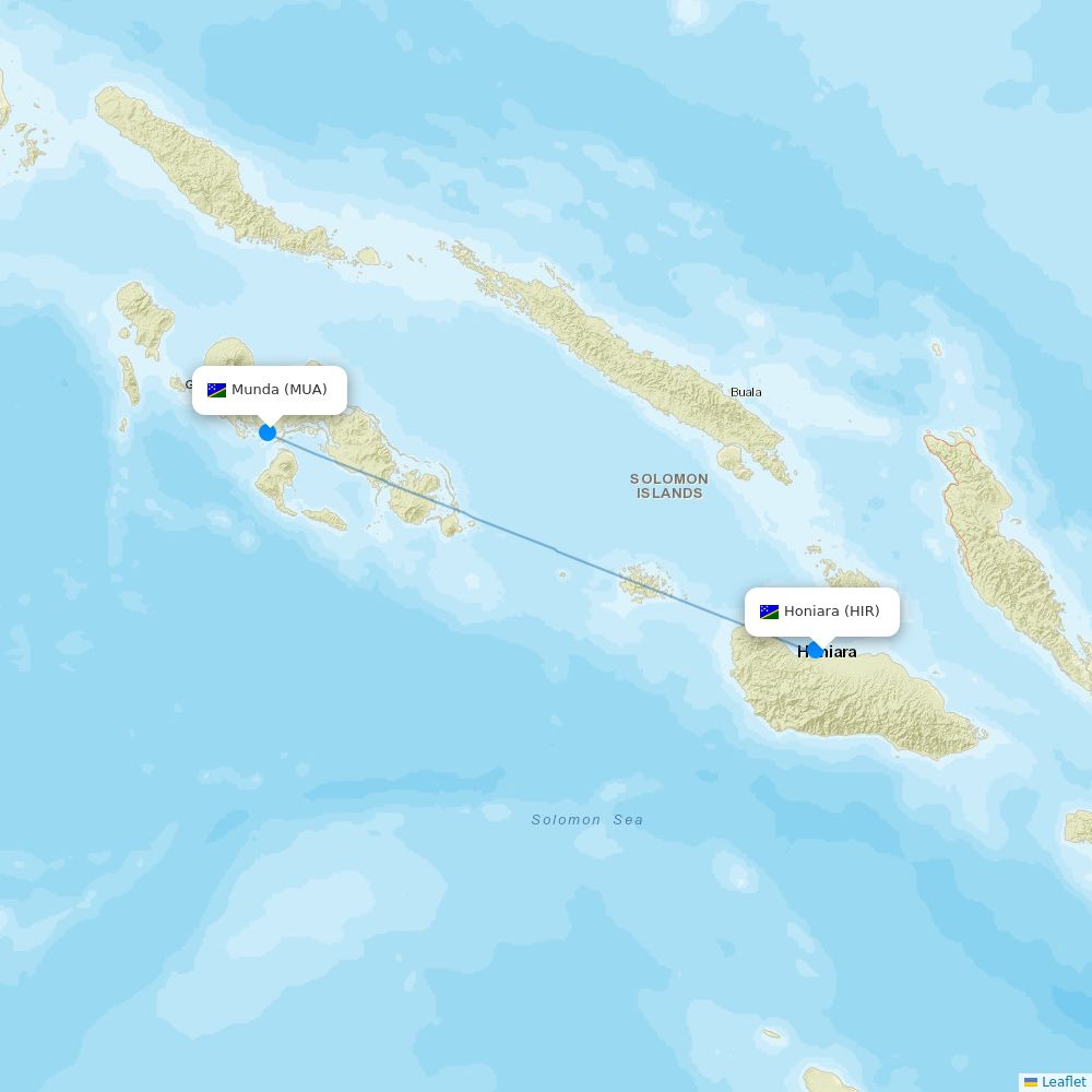 Solomon Airlines routes (IE) 2026, map - Flight Routes