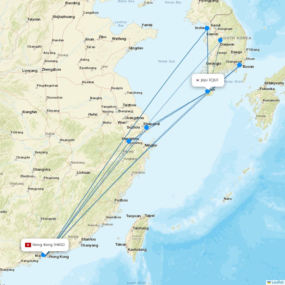 HK Express airline routes (UO) 2025, map - Flight Routes
