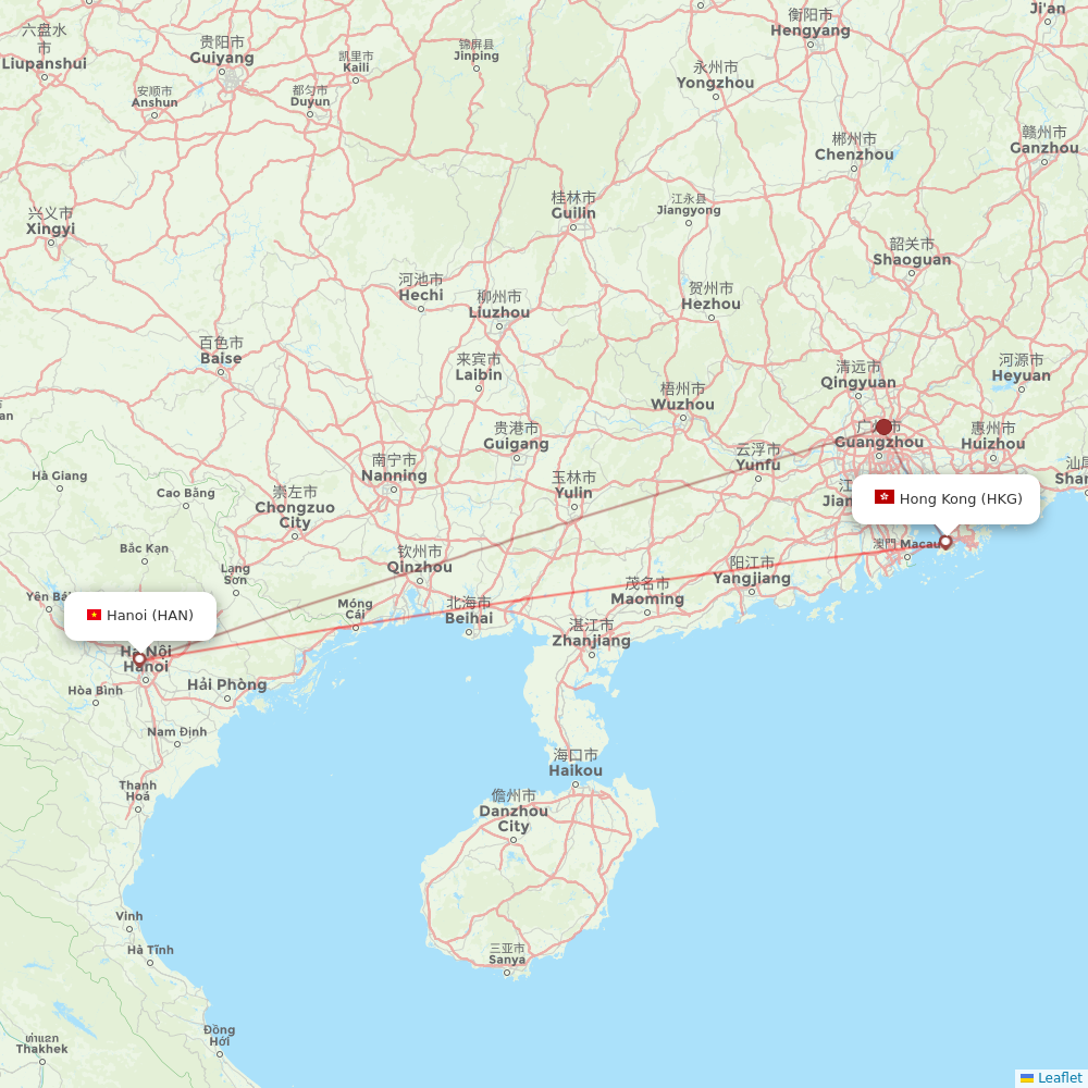 HK Express airline routes (UO) 2025, map - Flight Routes