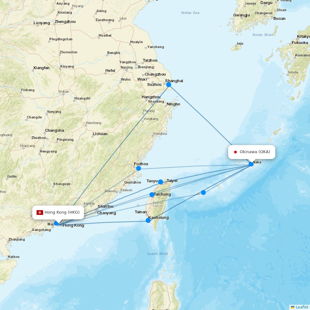 HK Express airline routes (UO) 2025, map - Flight Routes