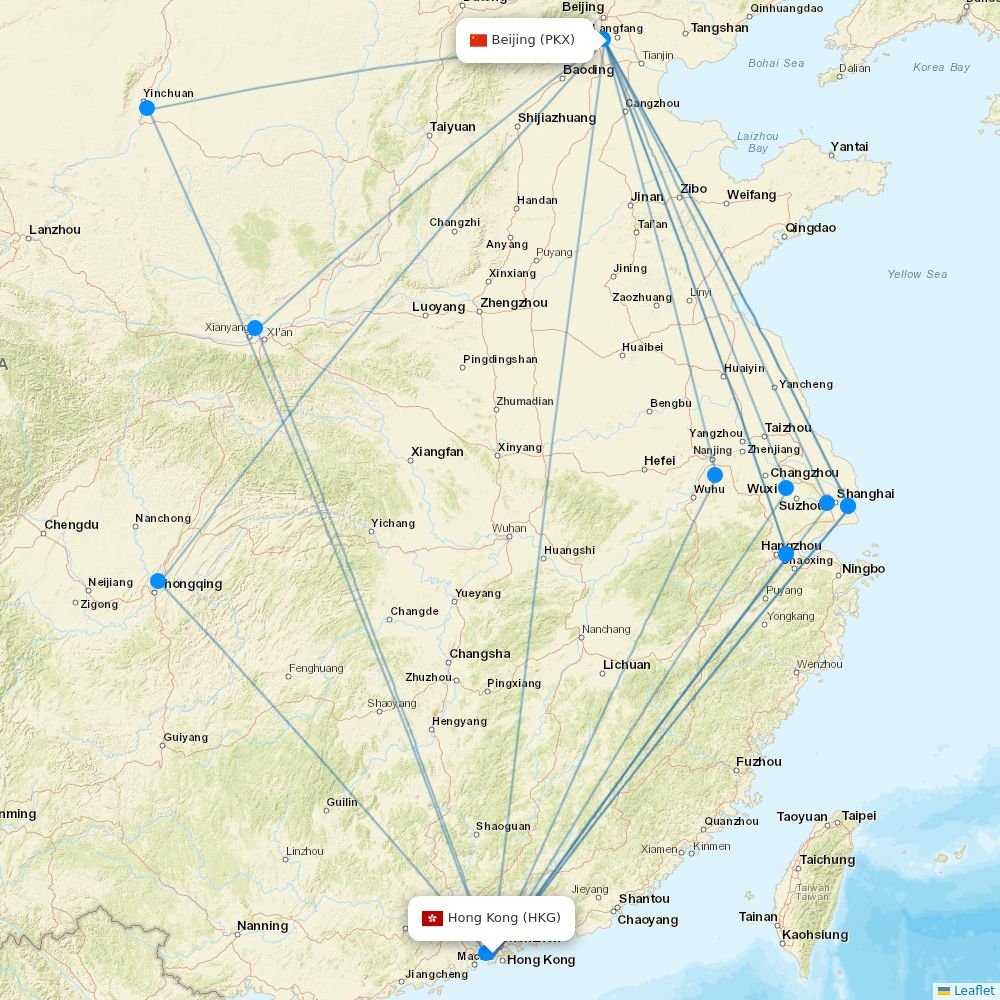 HK Express airline routes (UO) 2025, map - Flight Routes