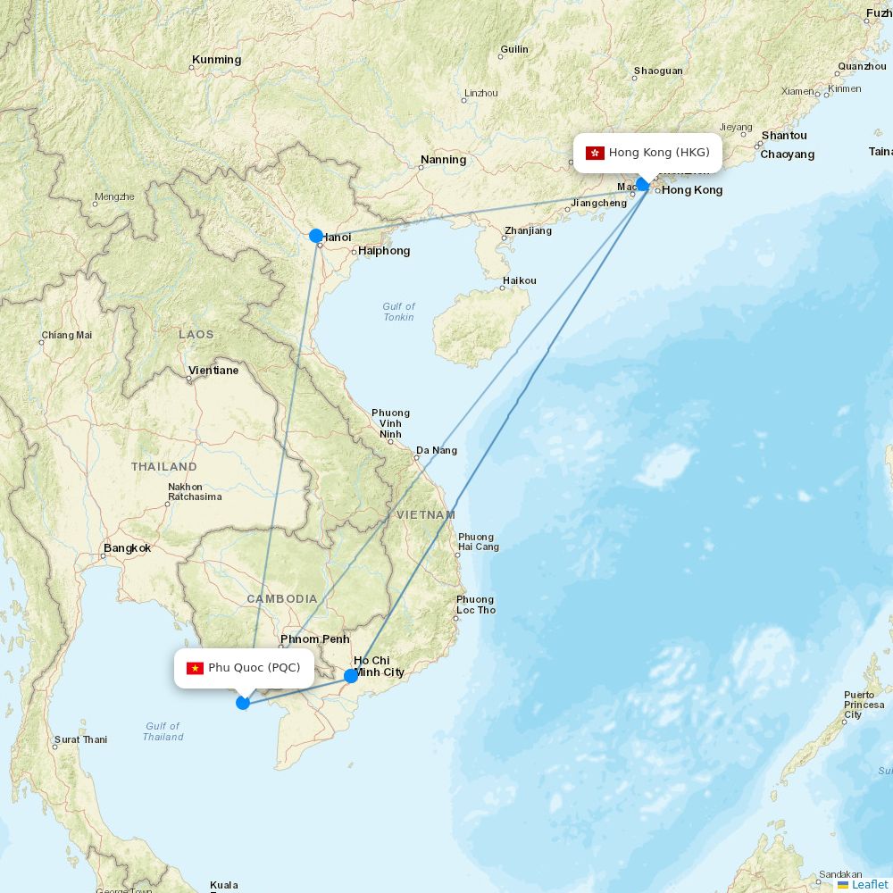 HK Express airline routes (UO) 2025, map - Flight Routes