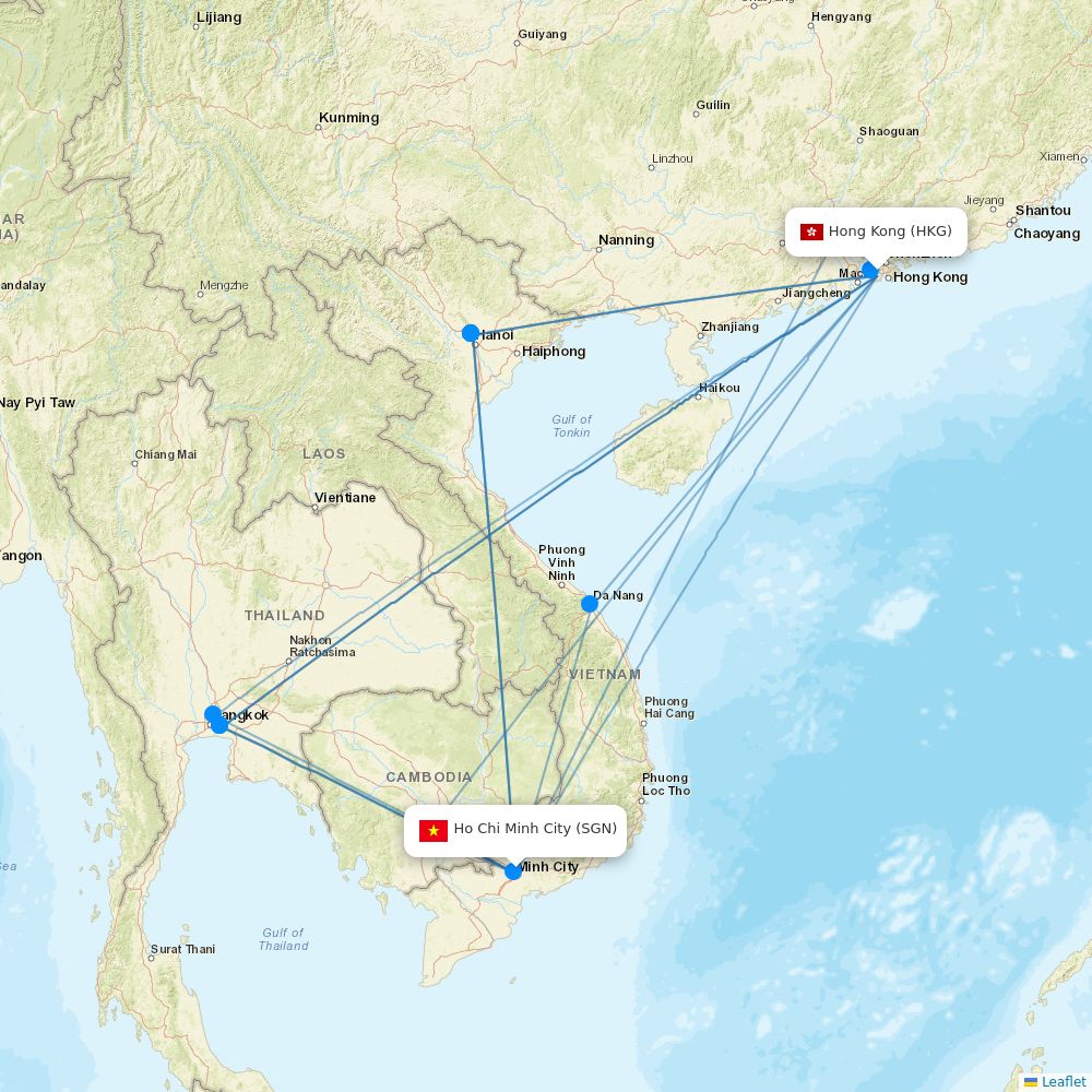 Cathay Pacific airline routes (CX) 2026, map - Flight Routes