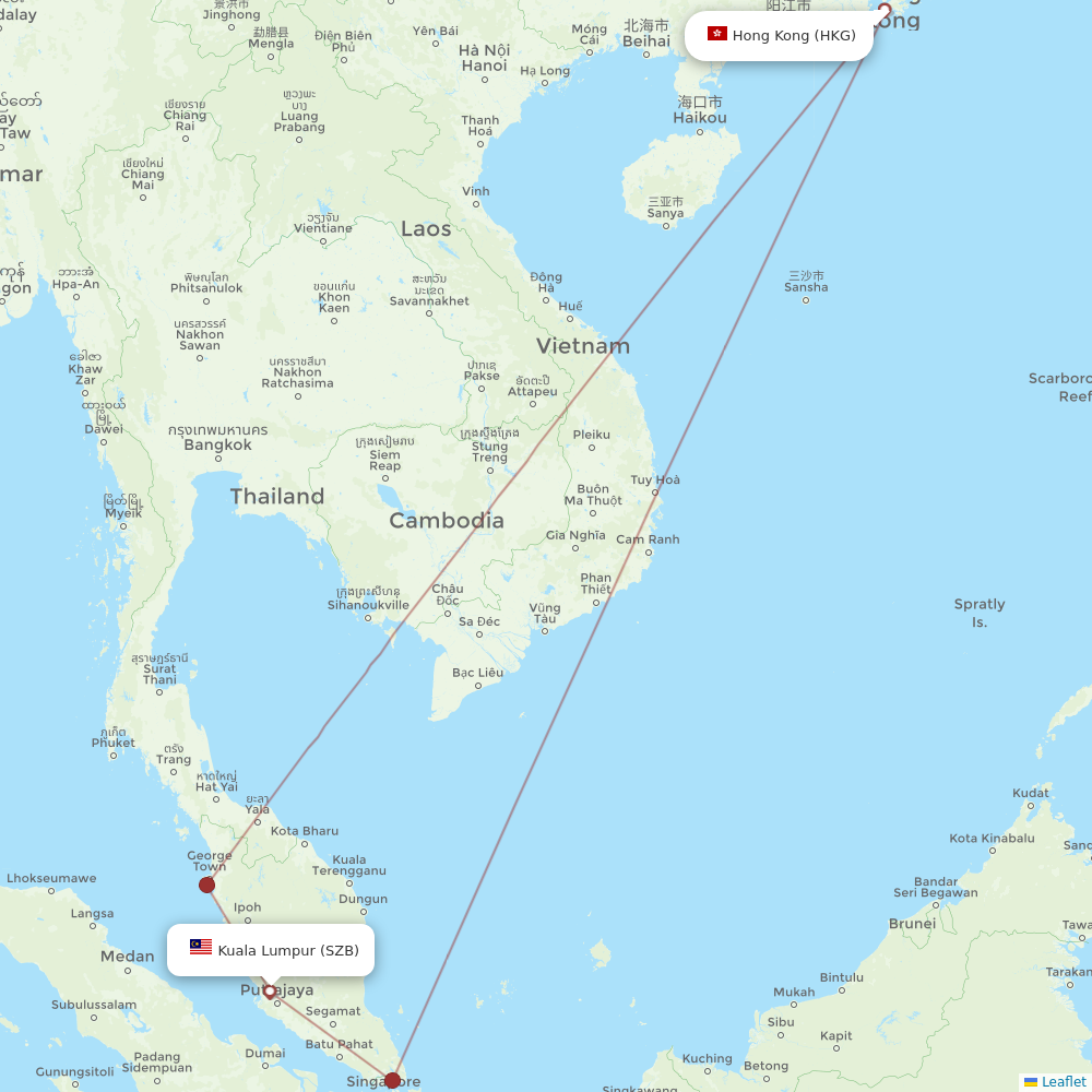 HK Express airline routes (UO) 2025, map - Flight Routes