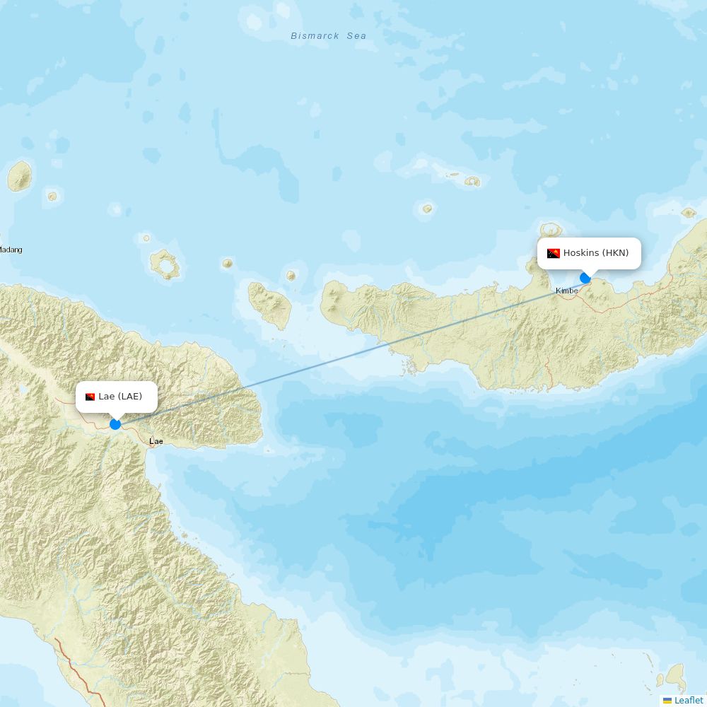 PNG Air airline routes (CG) 2025, map - Flight Routes