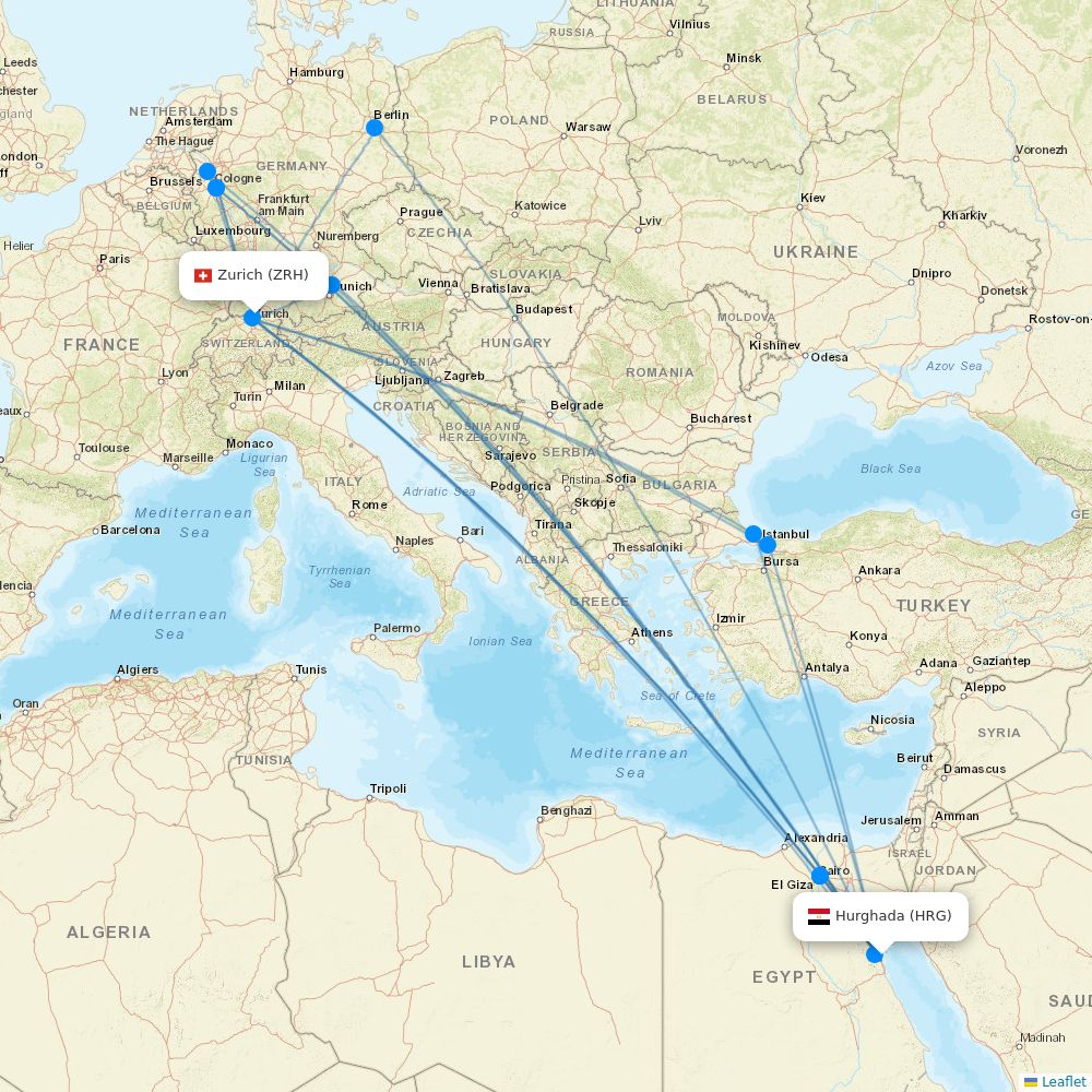 Edelweiss Air airline routes (WK) 2026, map - Flight Routes