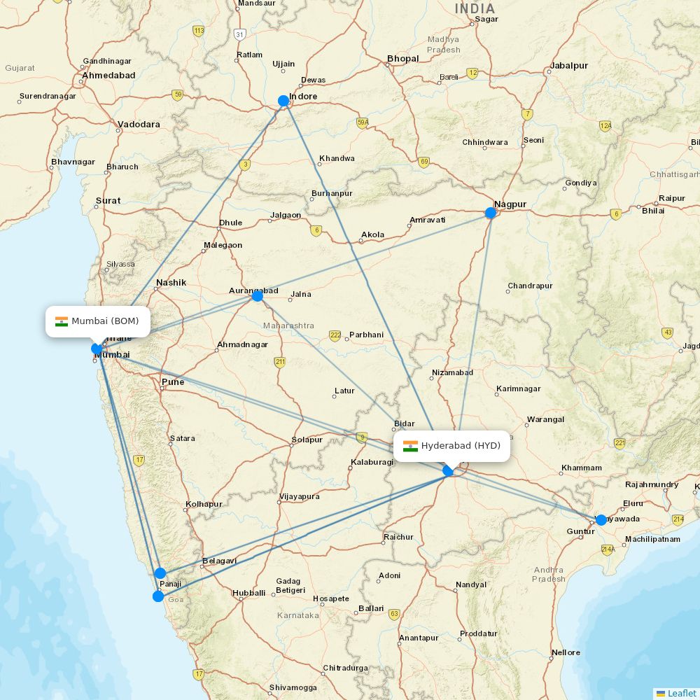 IndiGo routes 2025 – interactive map with all flights - Flight Routes