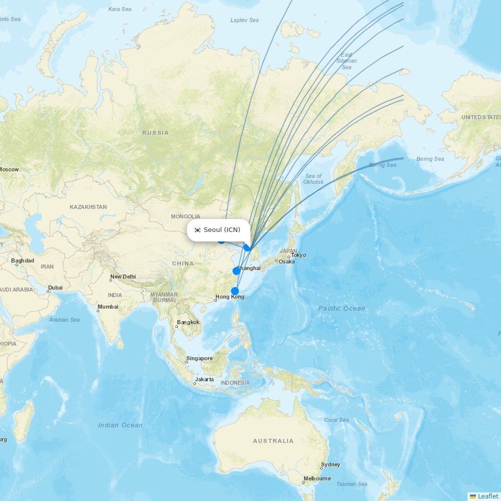 Korean Air routes 2026 – interactive map with all flights - Flight Routes