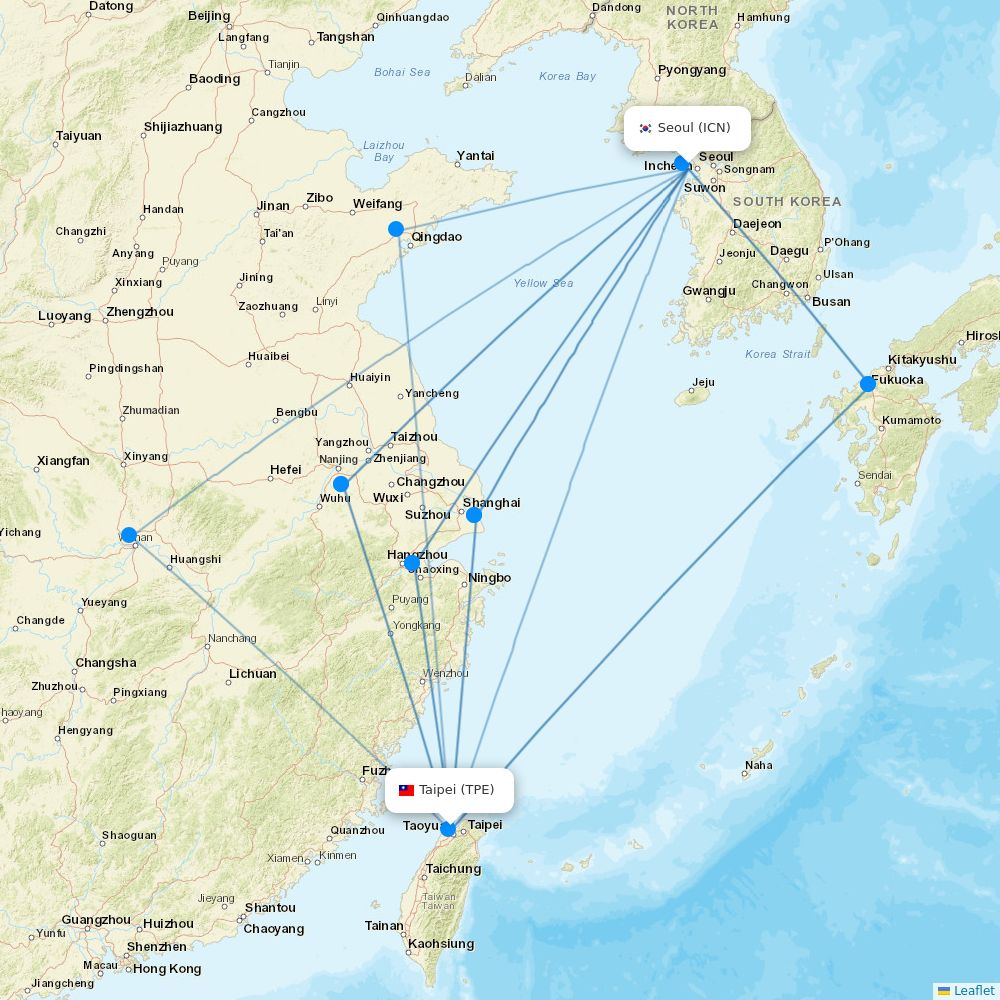 Scoot airline routes (TR) 2025, map - Flight Routes