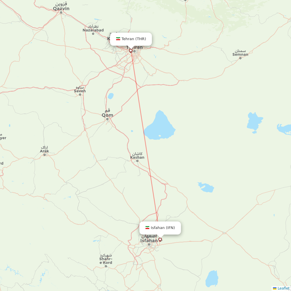 Iran Air airline routes (IR) 2026, map - Flight Routes
