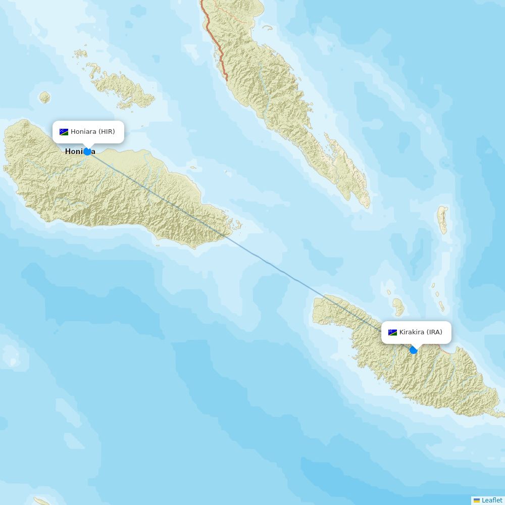 Solomon Airlines routes (IE) 2025, map - Flight Routes