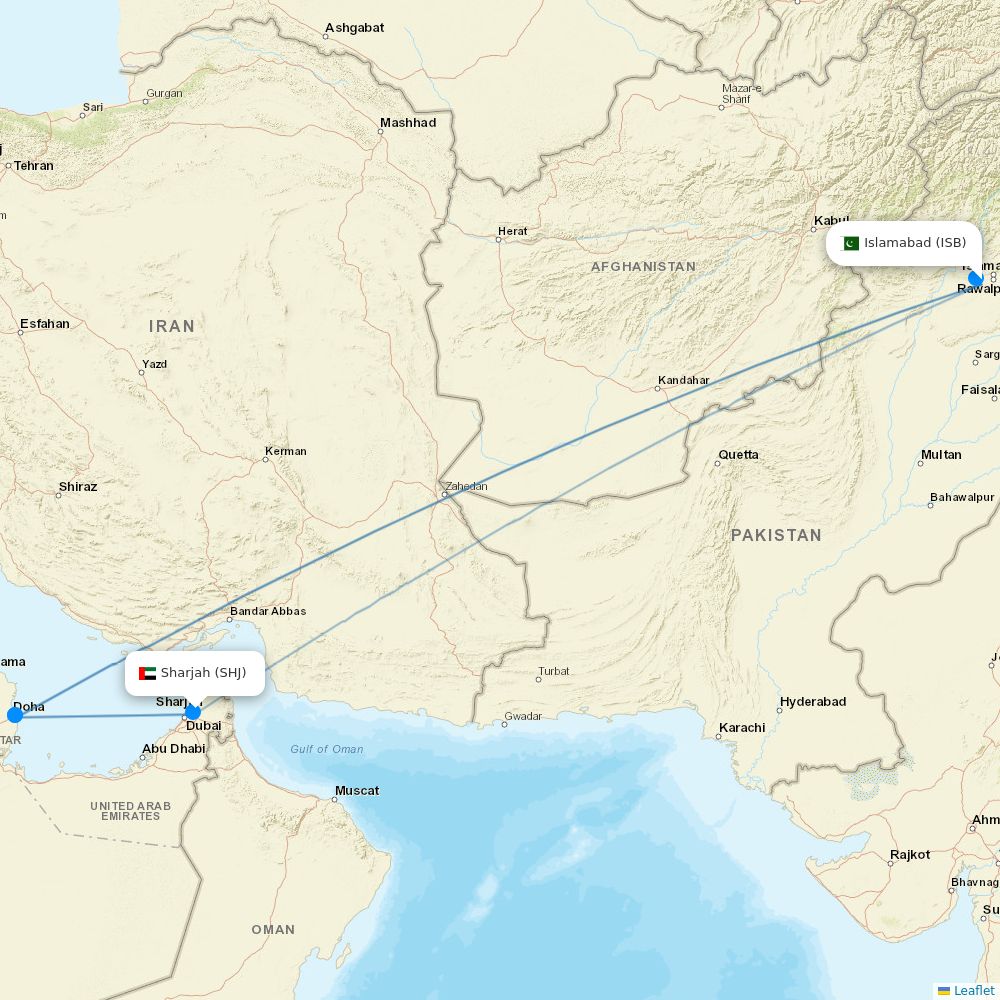 Pakistan International Airlines routes (PK) 2025, map - Flight Routes
