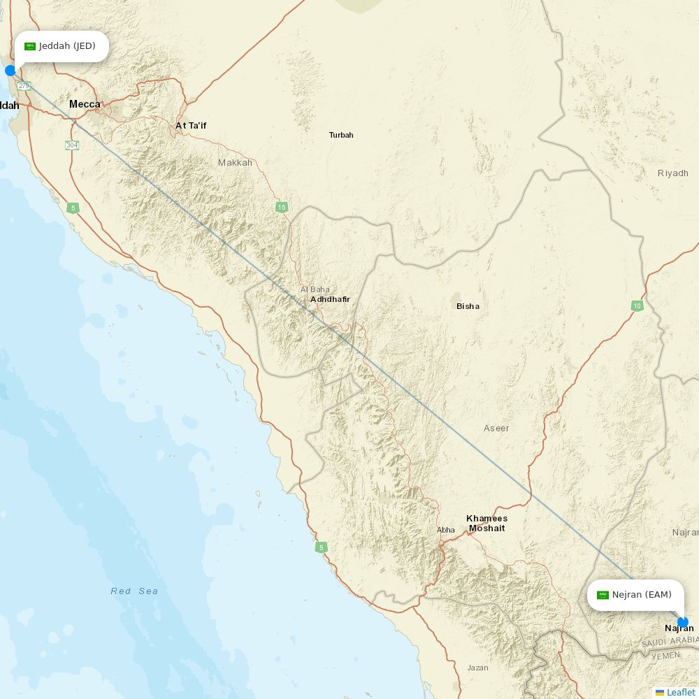 Flynas airline routes (XY) 2025, map - Flight Routes