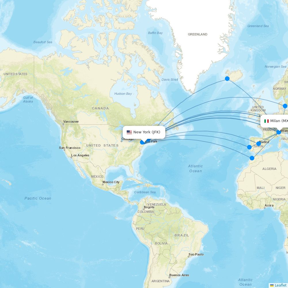 Neos airline routes (NO) 2026, map - Flight Routes