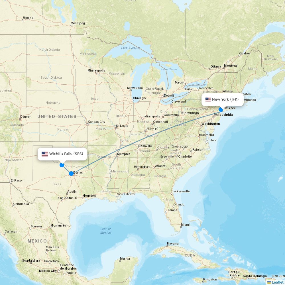 Flights from New York to Wichita Falls, JFK to SPS - Flight Routes