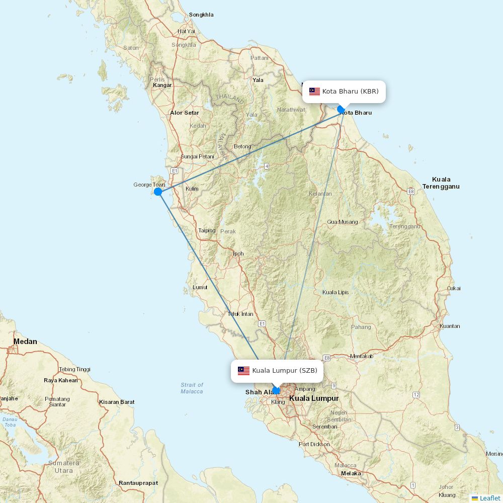 Batik Air Malaysia airline routes (OD) 2025, map - Flight Routes