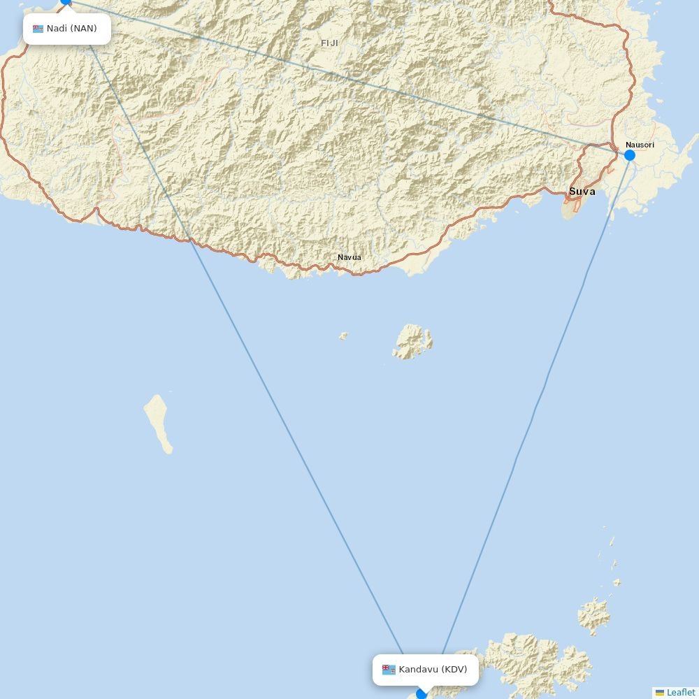 Fiji Airways airline routes (FJ) 2026, map - Flight Routes