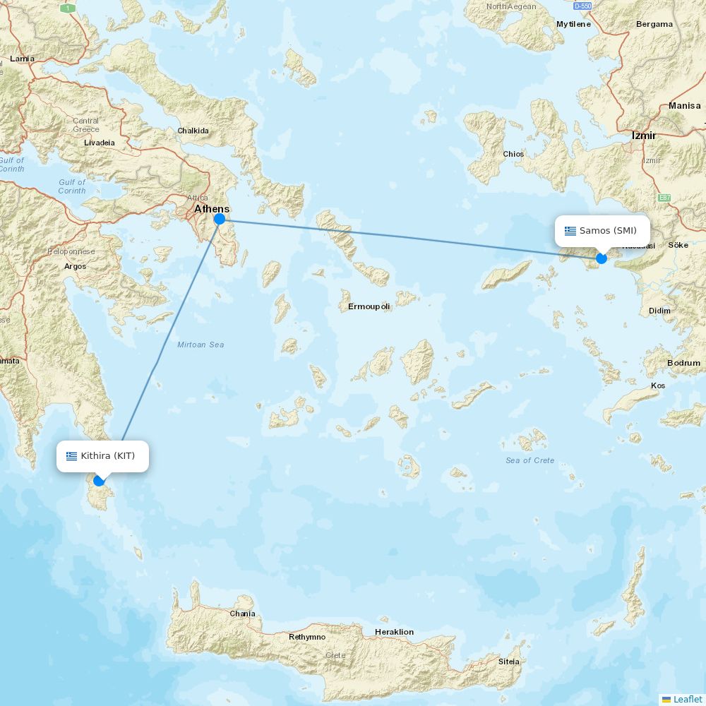 Flights from Kithira to Samos, KIT to SMI - Flight Routes