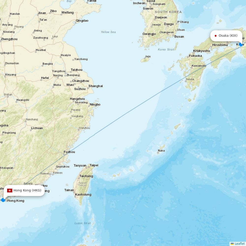 HK Express airline routes (UO) 2025, map - Flight Routes