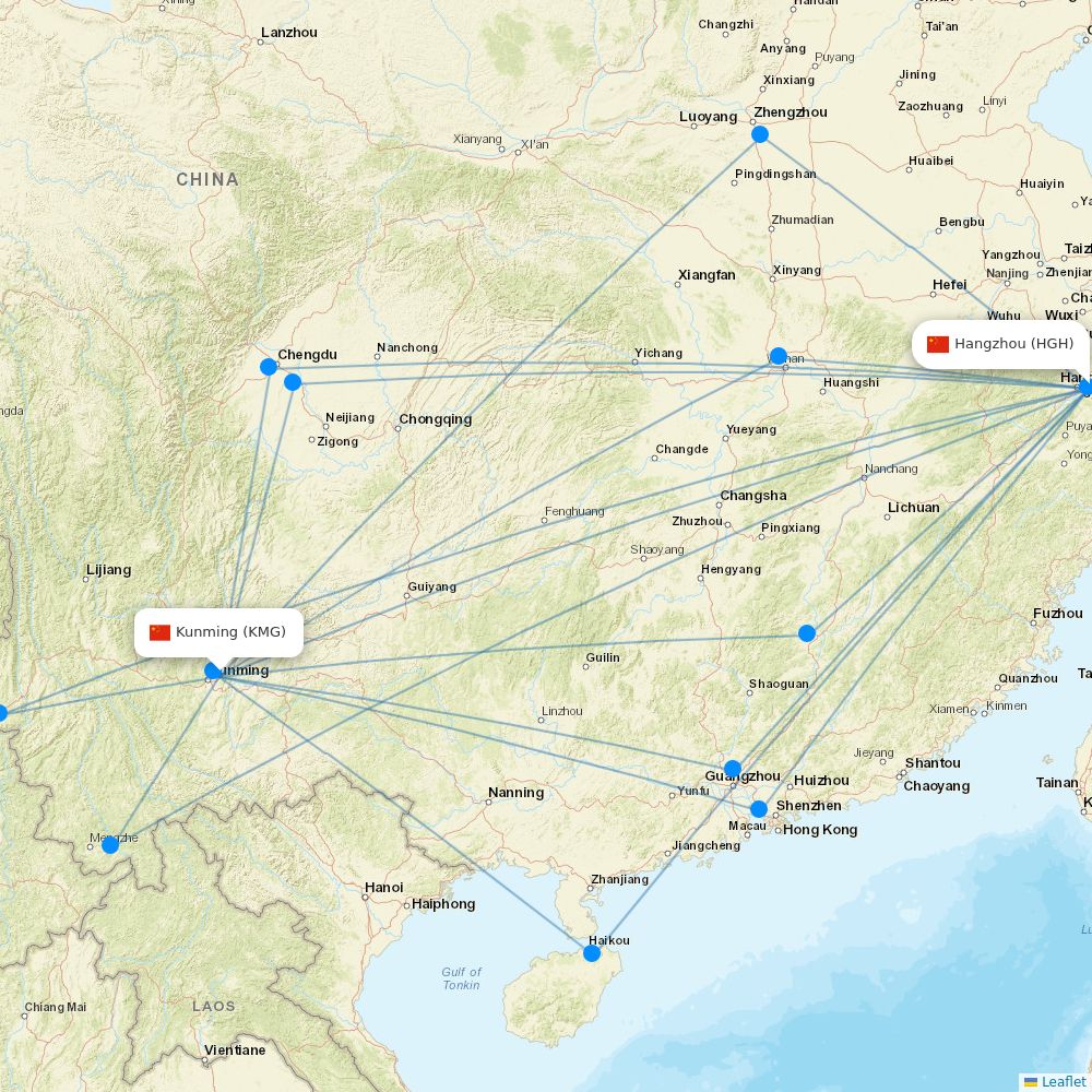 Beijing Capital Airlines routes 2025 – map with flights - Flight Routes