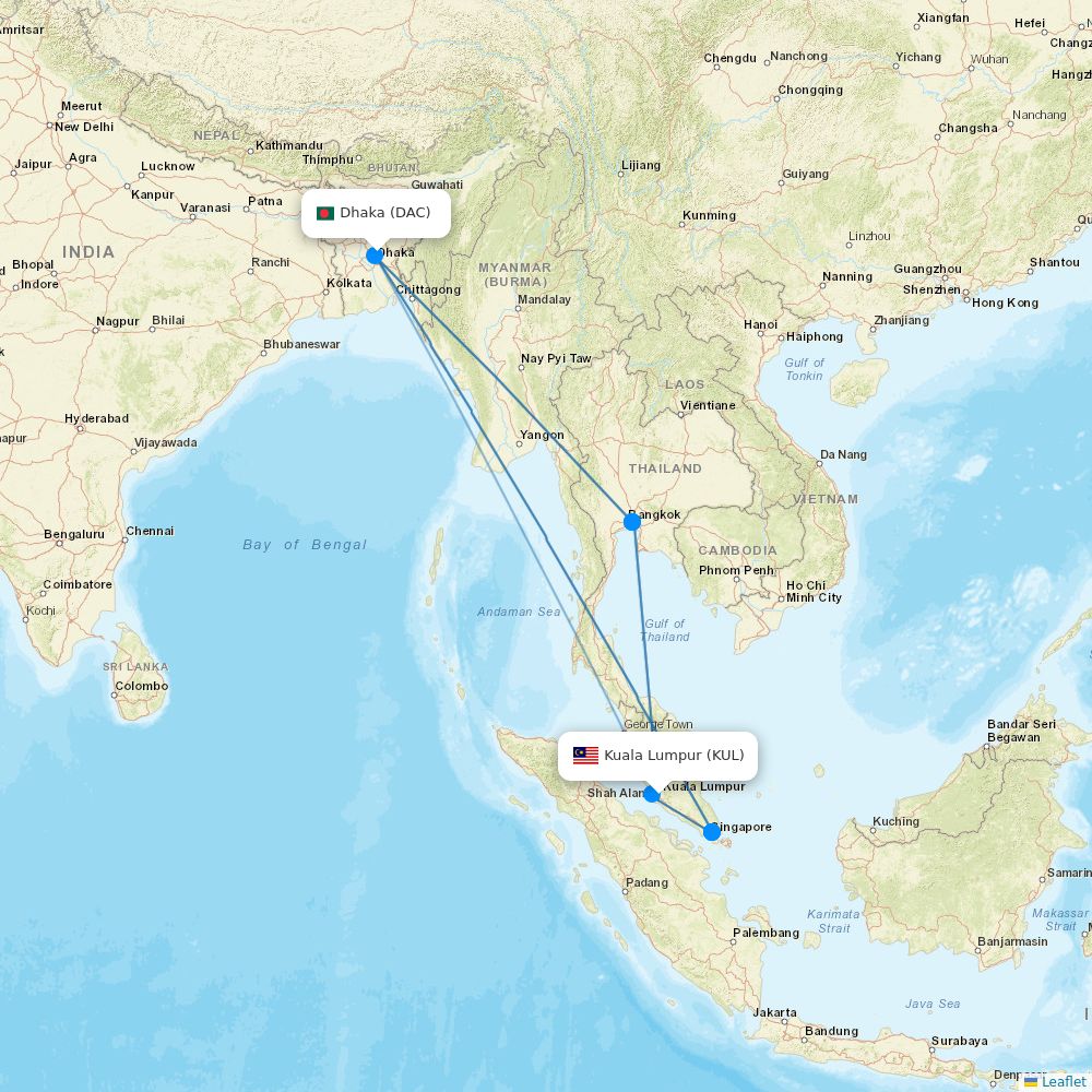 Batik Air Malaysia airline routes (OD) 2025, map - Flight Routes